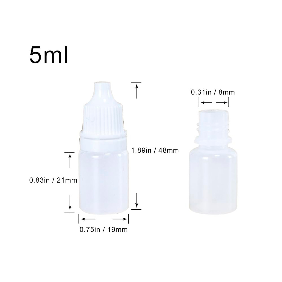 Jarvials Squeezable Dropper Bottles 20pcs 5ml Empty Plastic Squeezable Eye Liquid Dropper with Screw Cap