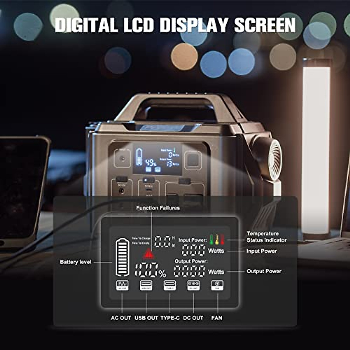 PryMAX 330W Portable Power Station with 110V Pure Sine Wave AC Outlet, 296Wh Mobile Solar Generator with DC/QC3.0/USB Port Power Supply, Solar Power Station with 80000 mAh Backup Lithium Battery