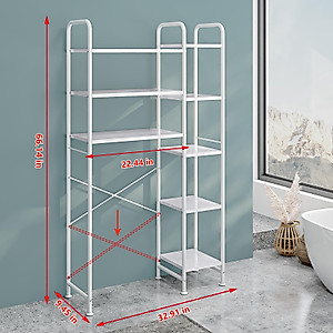 Dazioter Over The Toilet Storage Bathroom Organizer Shelf Freestanding Space Saver with Toilet Multifunctional Rack (White)