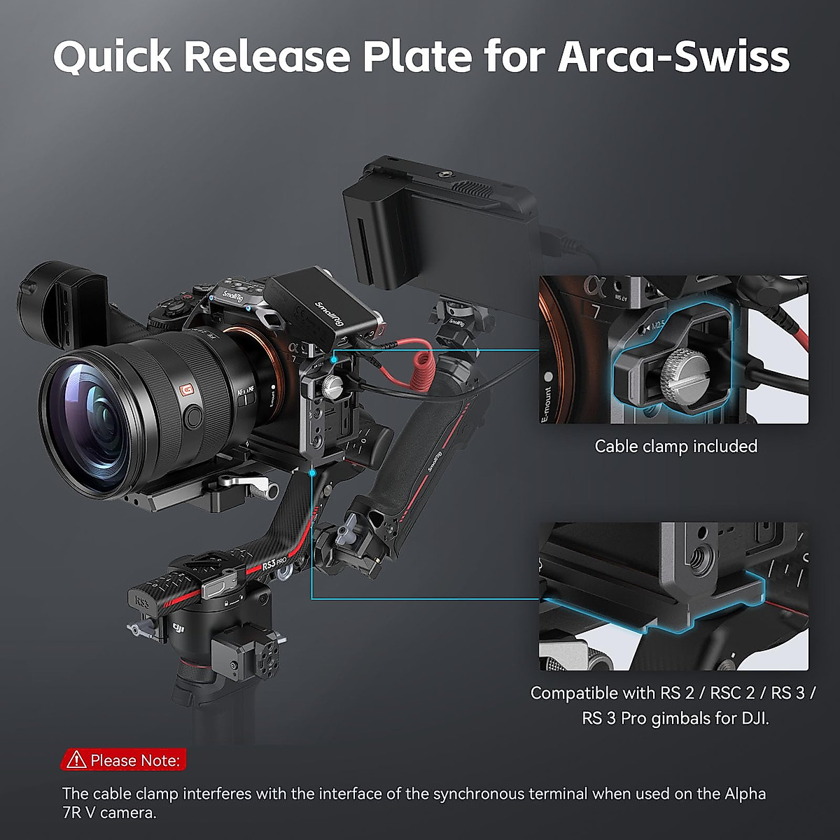 SmallRig Cage Kit w/Cable Clamp for Sony Alpha 7R V/Alpha 7 IV/Alpha 7S III, Camera Cage w/Multiple Accessory Mounting Points, Built-in Quick-Release Plate for Arca-Swiss - 4308