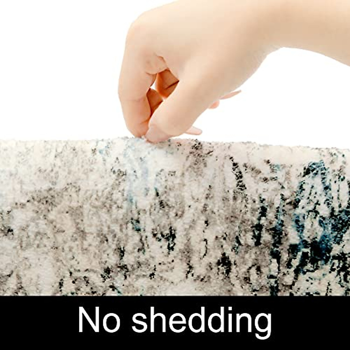 U'Artlines Madison Collection FAR120A Boho Chic Farshe Trellis Non-Shedding Living Room Entryway Foyer Hallway Bedroom Area Rug, 4' x 6' , Aqua Gris Non Slip Washable Area Rug