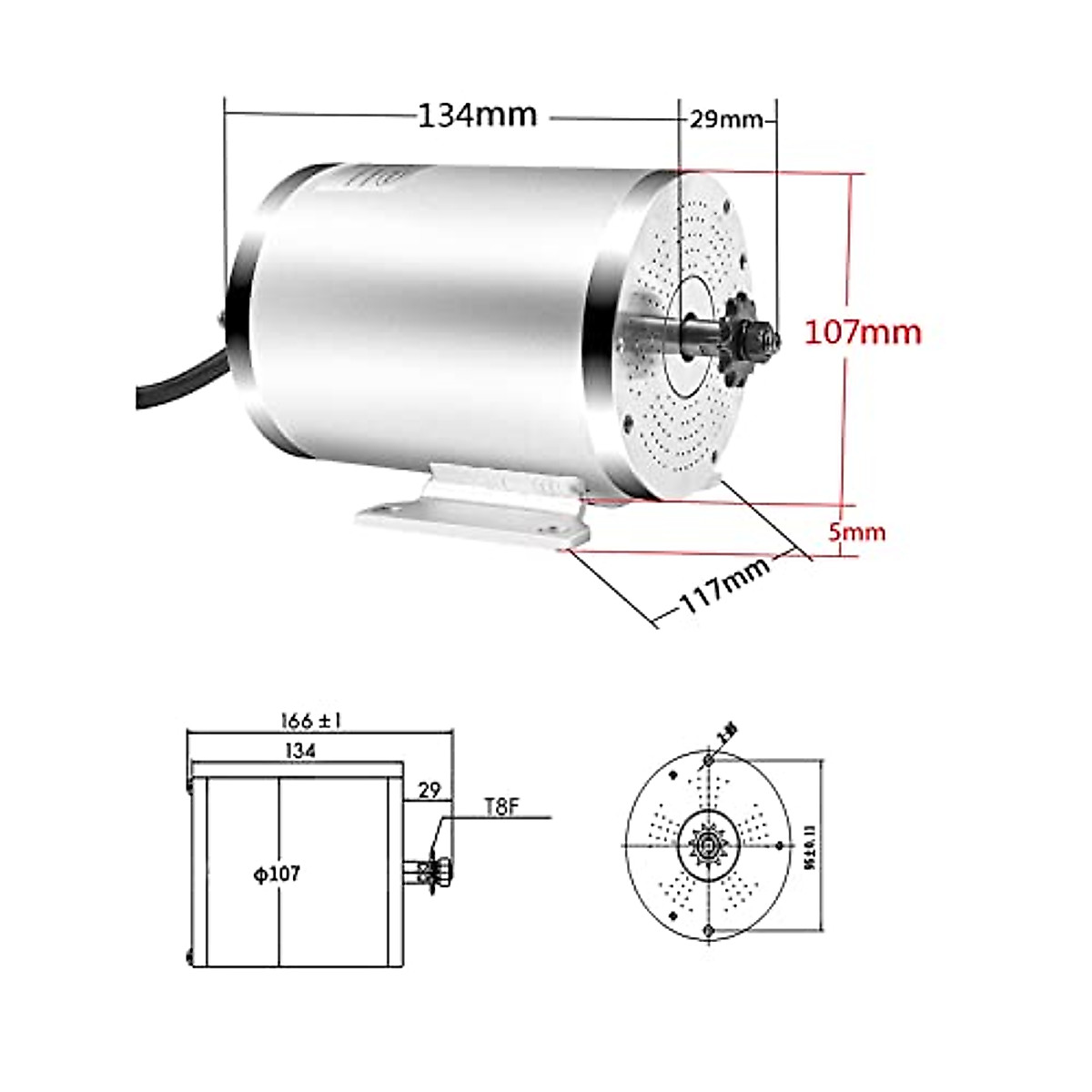 BLDC 72V 3000W Brushless Motor Kit with 24 Mosfet 50A Controller and Throttle for Electric Scooter E Bike Engine Motorcycle DIY Part Conversion Kit (6 Part in 1 and Motor with Foot)
