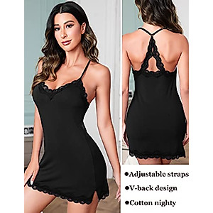 Avidlove Sexy Nightgowns for Women Chemise Lingerie Night Gown Womens Sleepwear Negligee Nightie for Women (Black，M)