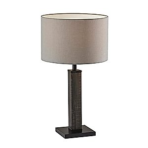 Adesso 3497-01 Kona Table Lamp, 27.75 in, 100W Type A Bulb (Not Included), MDF w/Black Washed Wood PVC Veneer & Black Metal Accents, 1 Table Lighting