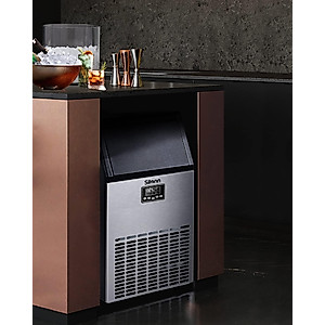 Silonn Commercial Ice Maker, Creates 150lbs in 24H, 33lbs Ice Storage Capacity, Stainless Steel Freestanding Ice Maker Machine with Auto Self-Cleaning for Home Office Bar Parties (SLIM12T)