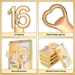 24 Pieces/Packs 16 Bottle Openers for Sweet16th Birthday Party Favors Wedding Anniversary Gidts Decorations or Souvenirs for Guests with Gift Boxes Party Giveaways for Adults (16)