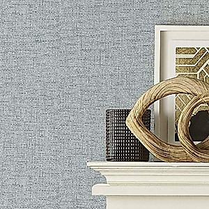 RoomMates RMK11696RL Light Gray Faux Grasscloth Weave Non-Textured Peel and Stick Wallpaper