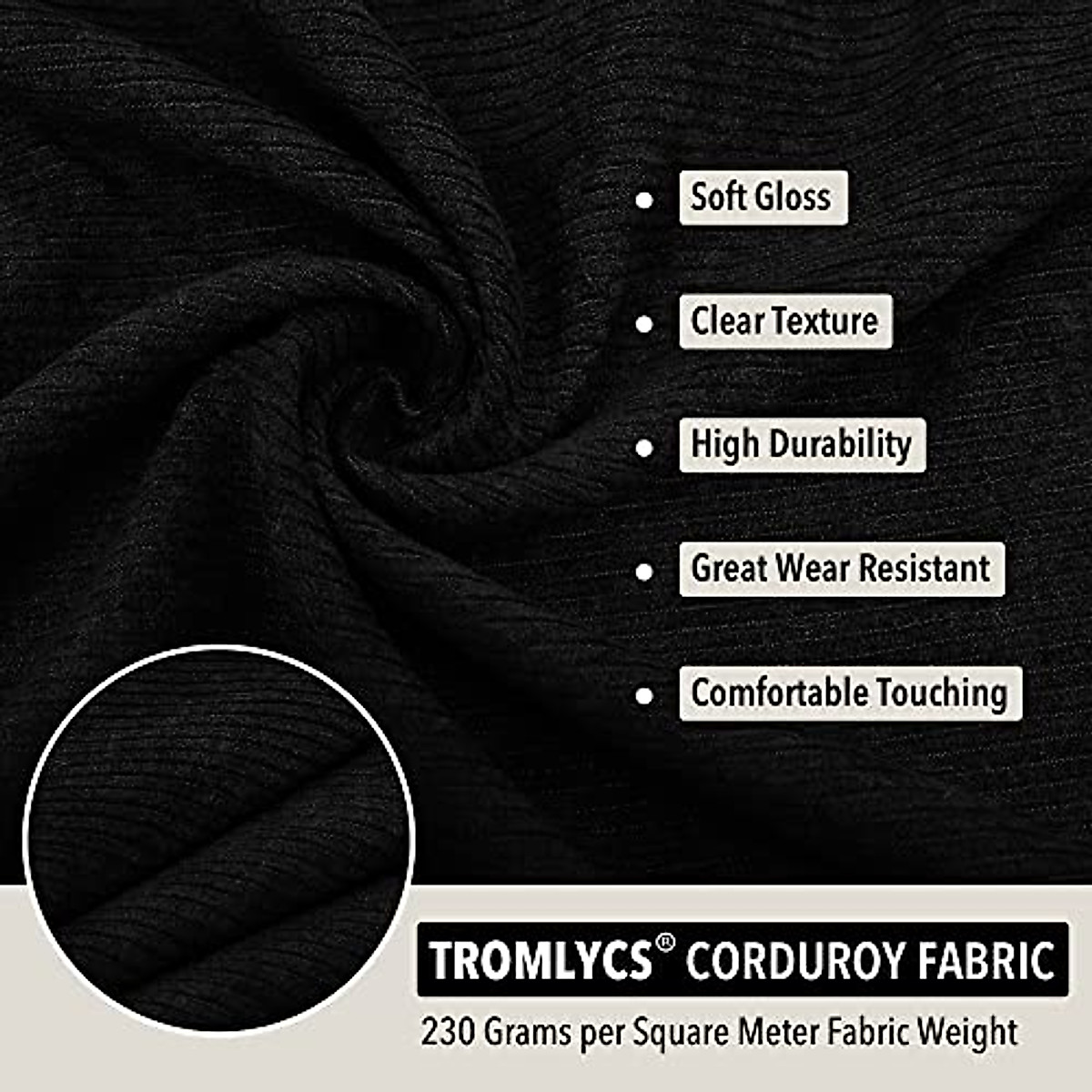 Tromlycs Indoor Rocking Chair Cushion for Rocking Chair Pads Back and Seat Sets with Ties 2 Piece Black