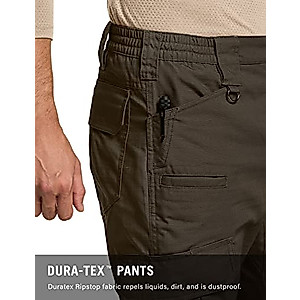 CQR Men's Tactical Pants, Water Resistant Ripstop Cargo Pants, Lightweight EDC Work Hiking Pants, Outdoor Apparel, Duratex Mag Pocket Dark Brown, 34W x 32L