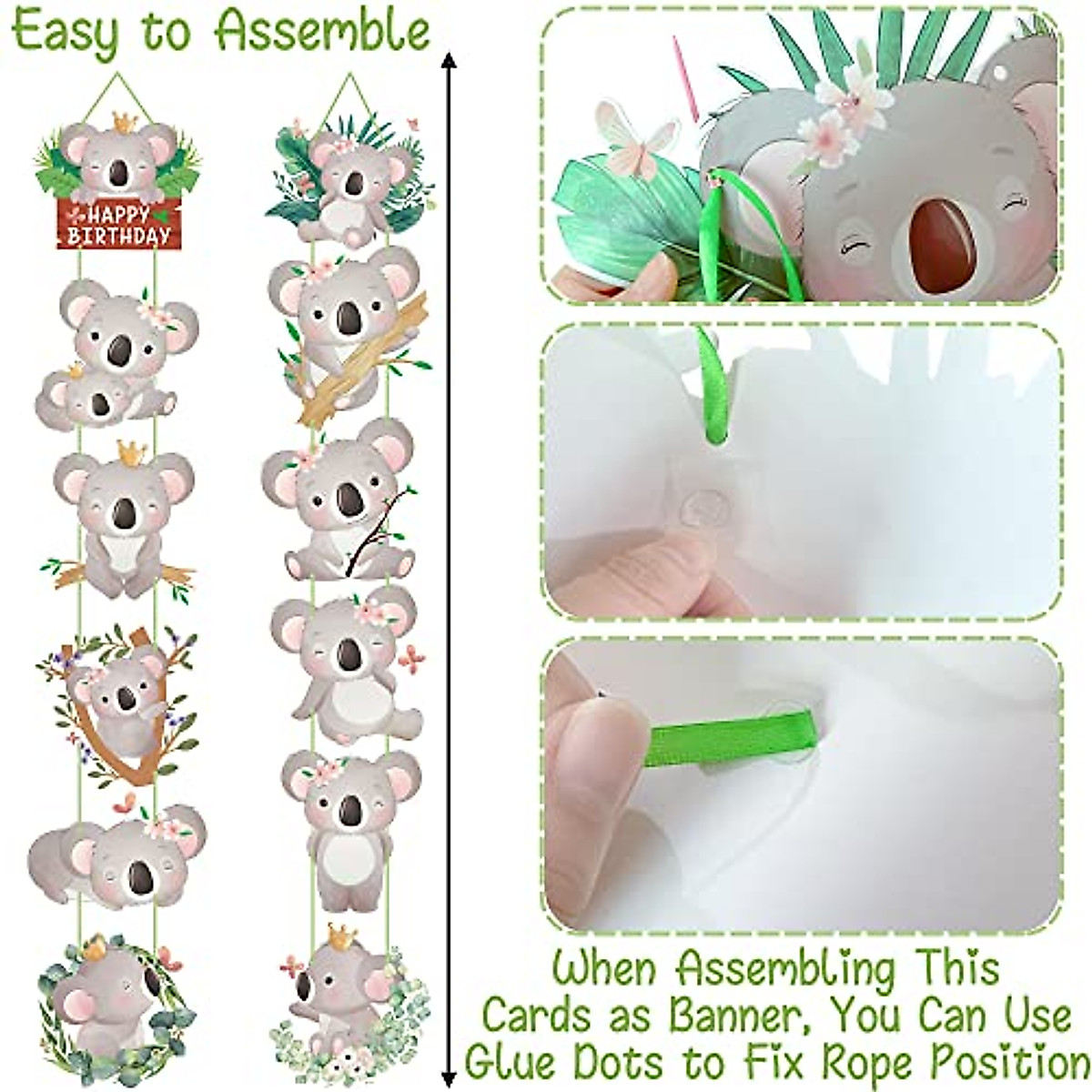 Kaola Birthday Party Decorations Koala Happy Birthday Door Signs Koala Theme Cutouts Banners for Jungle Safari Birthday Party Wild One Party Baby Shower Supplies