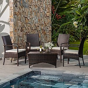 IDZO Lithe Upgraded Wicker Outdoor Dining Chairs Set of 4, 400 lbs Capacity, 2000 Hours UV Protection, Powder-Coated Steel Frame, Removable Seat Cushions, Weather-Resistant Patio Furniture Set