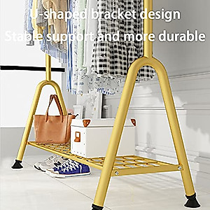 AKDXM Metal Hanger Drying Rack Independent Coat Rack Weighing 90Kg Clothes Rail with Rail 4 Hooks Multifunctional Practical Bedroom Single-Pole Hanger Suitable Small Spaces,Rose Gold,120x41x150cm