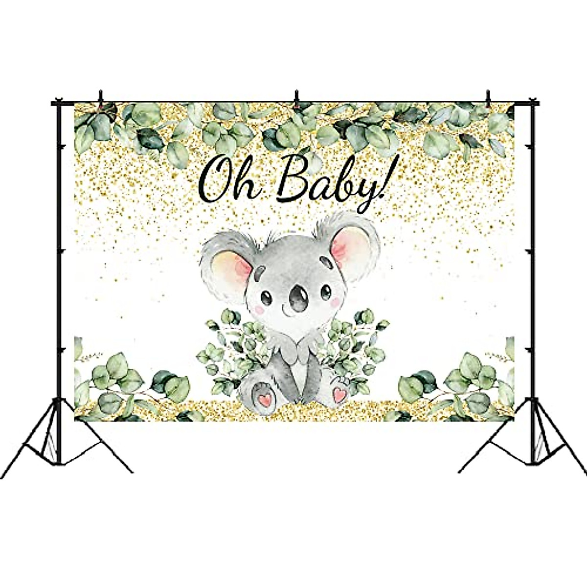 Lofaris Cute Koala 1st Birthday Party Backdrop Greenery Boy First Birthday Background Oh Baby Baby Shower Party Decor Cake Table Banner 7x5ft