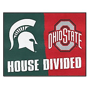 FANMATS 22316 Michigan State / Ohio State House Divided Rug - 34 in. x 42.5 in.