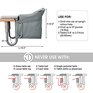 Hook On Chair, VEEYOO Clip On High Chair Folding Fast Table Chair with Storage Bag, Portable Baby Feeding Seat Attach to Table for Home and Travel