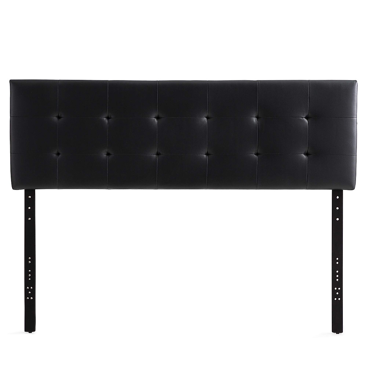 Edenbrook Hawthorne Faux Leather Headboard - Modern -Adjustable Height - Buttonless Tufting, King/Cal King, Black