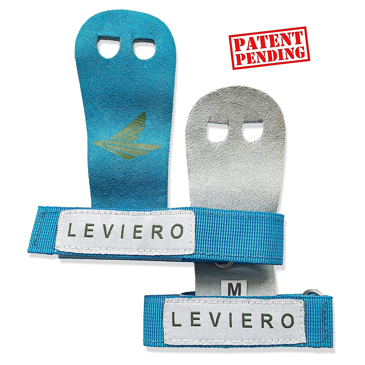LEVIERO Palmies Gymnastics Grips, Grips for Gymnastics, Multipurpose Soft Leather Grips with Adjustable Finger Holes, Weightlifting, Kettlebell, Cross Training Workouts for All Ages - (Aqua, X-Large)