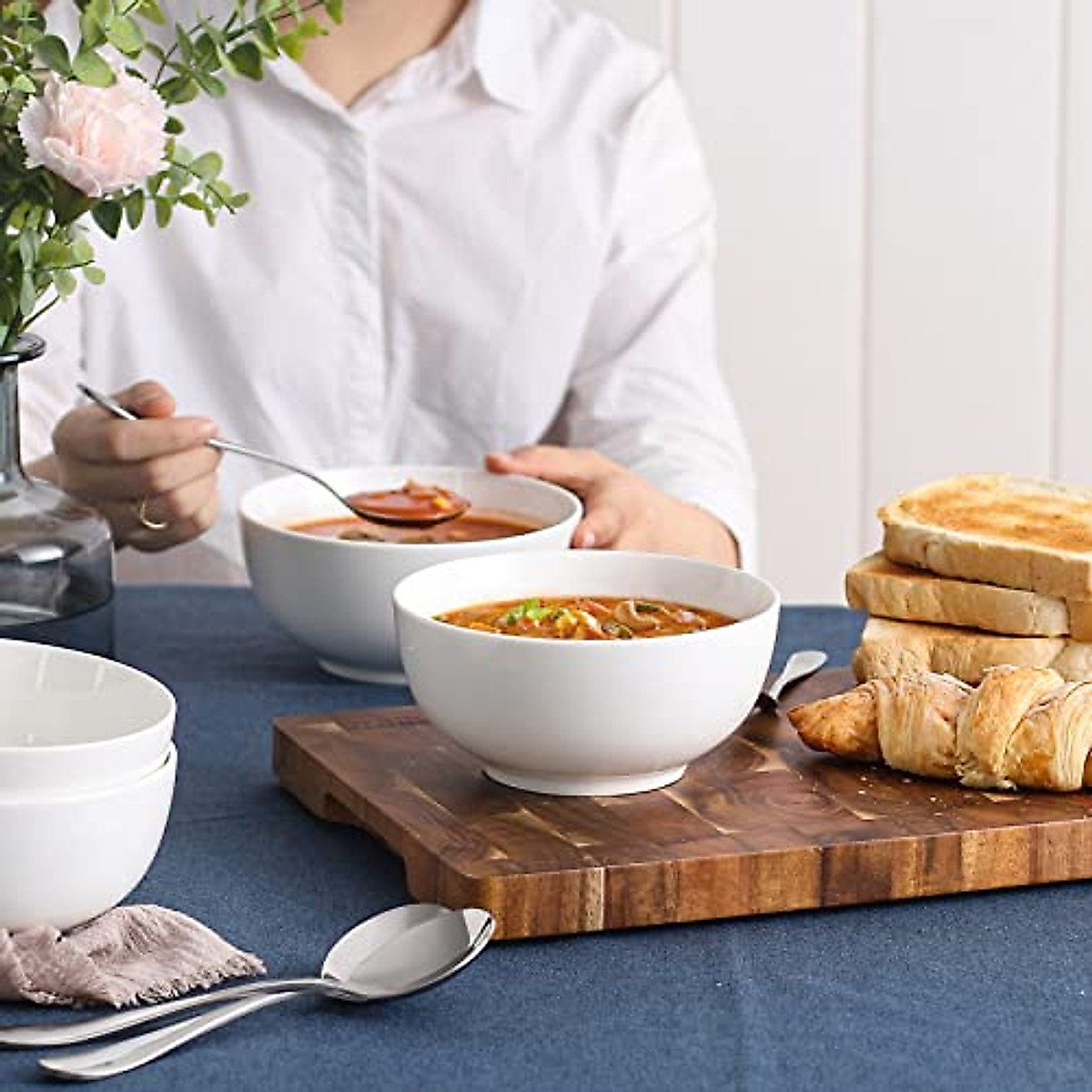 DOWAN 50oz Pasta Bowls Set of 4 + 39 oz Large Soup Bowls Set of 4