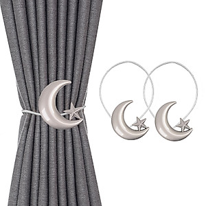 Curtain Tiebacks, 2 Pack Magnetic Curtain Tiebacks Star Moon Curtain tie Back Curtain holdbacks Magnetic Curtain Clips Curtain tie Backs Curtain Clips Holder for Window Draperies Hold Curtains Drape
