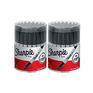 Sharpie Fine Point Permanent Marker, Black (Canister with 36 Pens) (2 Pack (Black))