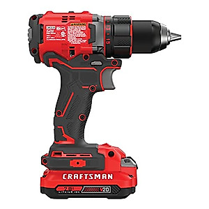CRAFTSMAN 20V MAX Cordless Drill Driver, 1/2 Inch Keyless Chuck, 2 Batteries and Charger Included (CMCD720D2)