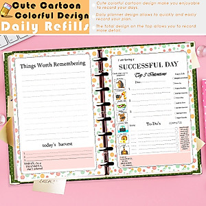 Rancco Discbound Junior Daily Planner Refills, 180 Pages 8 Disc Punched Half Letter Paper Inserts w/Index Tabs, Binder Dividers, Loose-Leaf Bag, Ruler For Circa, Arc, TUL, Happy Planner, 5.5x8.5"