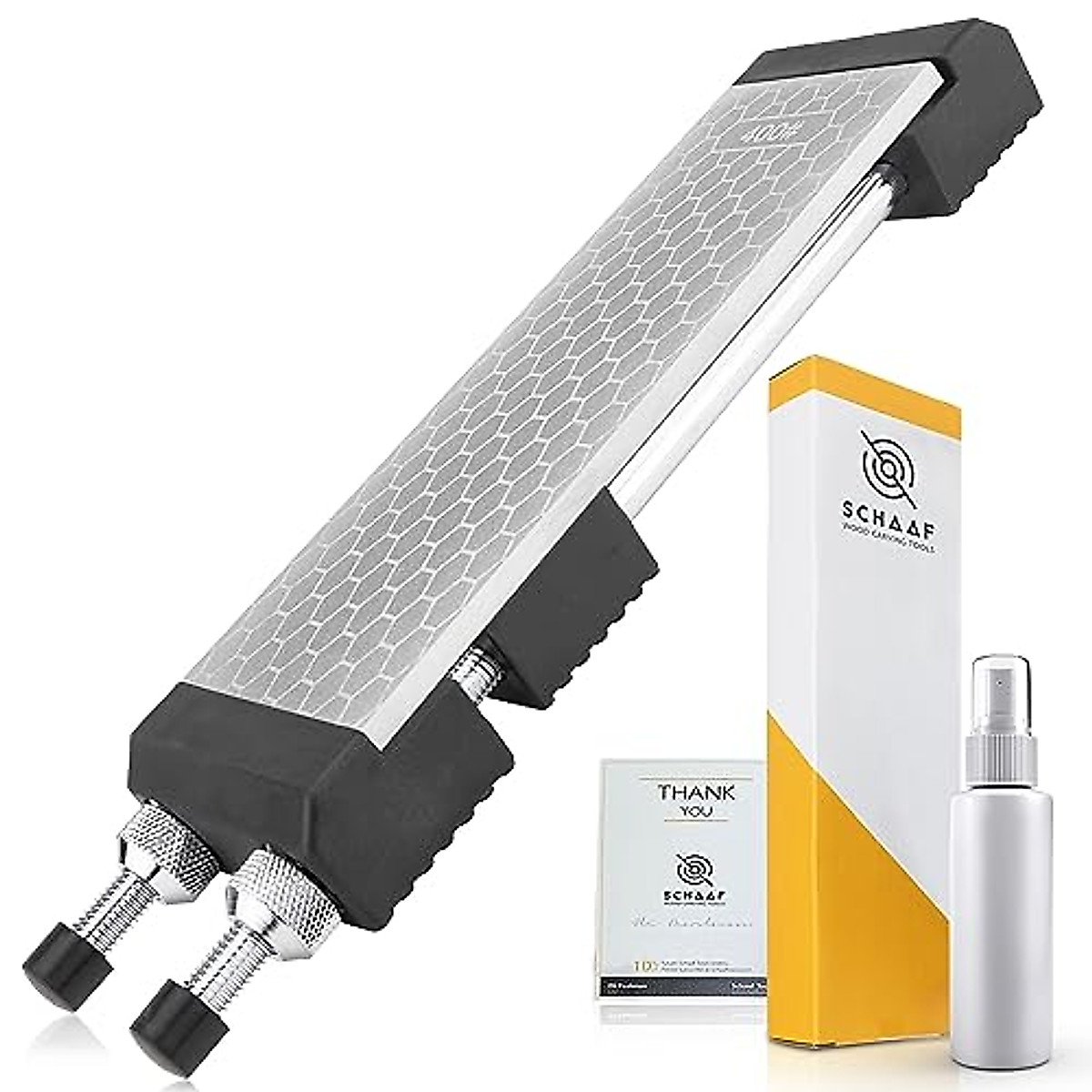 Schaaf Tools (2-Sided) Diamond Sharpening Stone Set, Fine/Coarse Grit | 8 Inch, 400/1000# Diamond Sharpening Plate | Adjustable Diamond Sharpening Stone Set, Spray Bottle, eBook Included