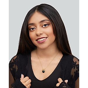 Disney Jewelry Villains Necklace - Maleficent Pendant, Onyx, Cubic Zirconia, Yellow Gold over Sterling Silver, 18"