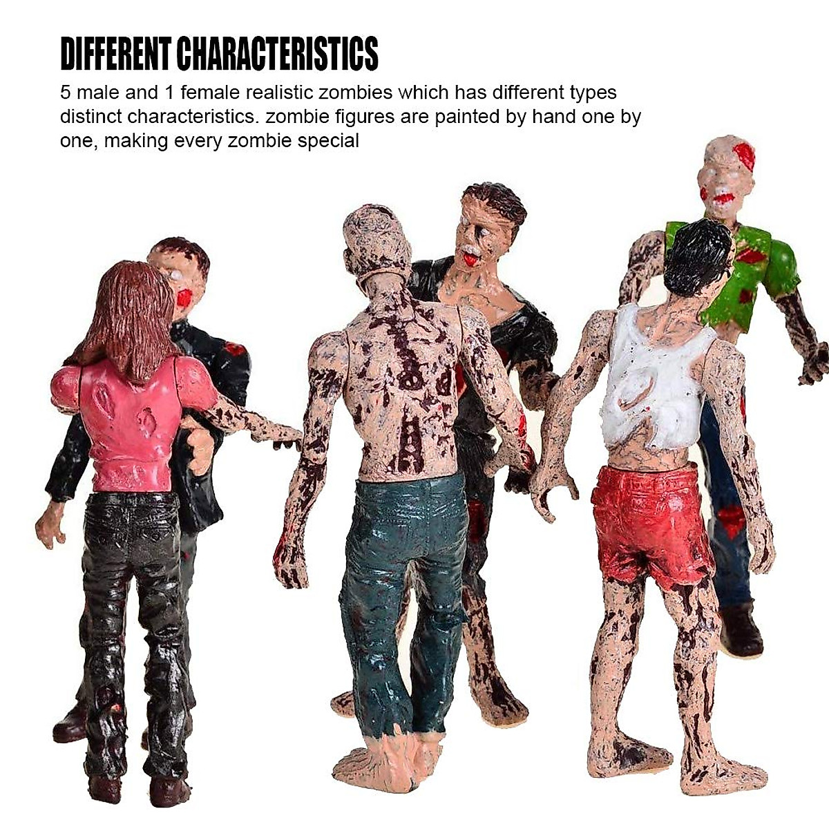 Lynkaye 6 Pcs Zombie Dolls Action Figures Toys Walking Dead Toys Terror Corpse Articulated Joints Miniature Model for Halloween Party Decorations As Gifts for Kids Toys