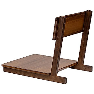 AbocoFur Bamboo Portable Floor Chair, Japanese Style Legless Tatami Chair with Back Support, Home Bay Window Lazy Backrest Chair, Meditation Floor Seating for Living Room, Bedroom,Walnut