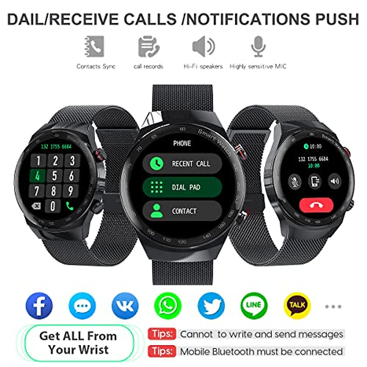 suinsist Smart Watch for Men, AK26 Pro smartwatch for Android and iOS Phones (Dail/Receive Calls, Music Player), Fitness Tracker with Sleep/HR Monitor, IPS HD Full-View Screen, IP67 Waterproof