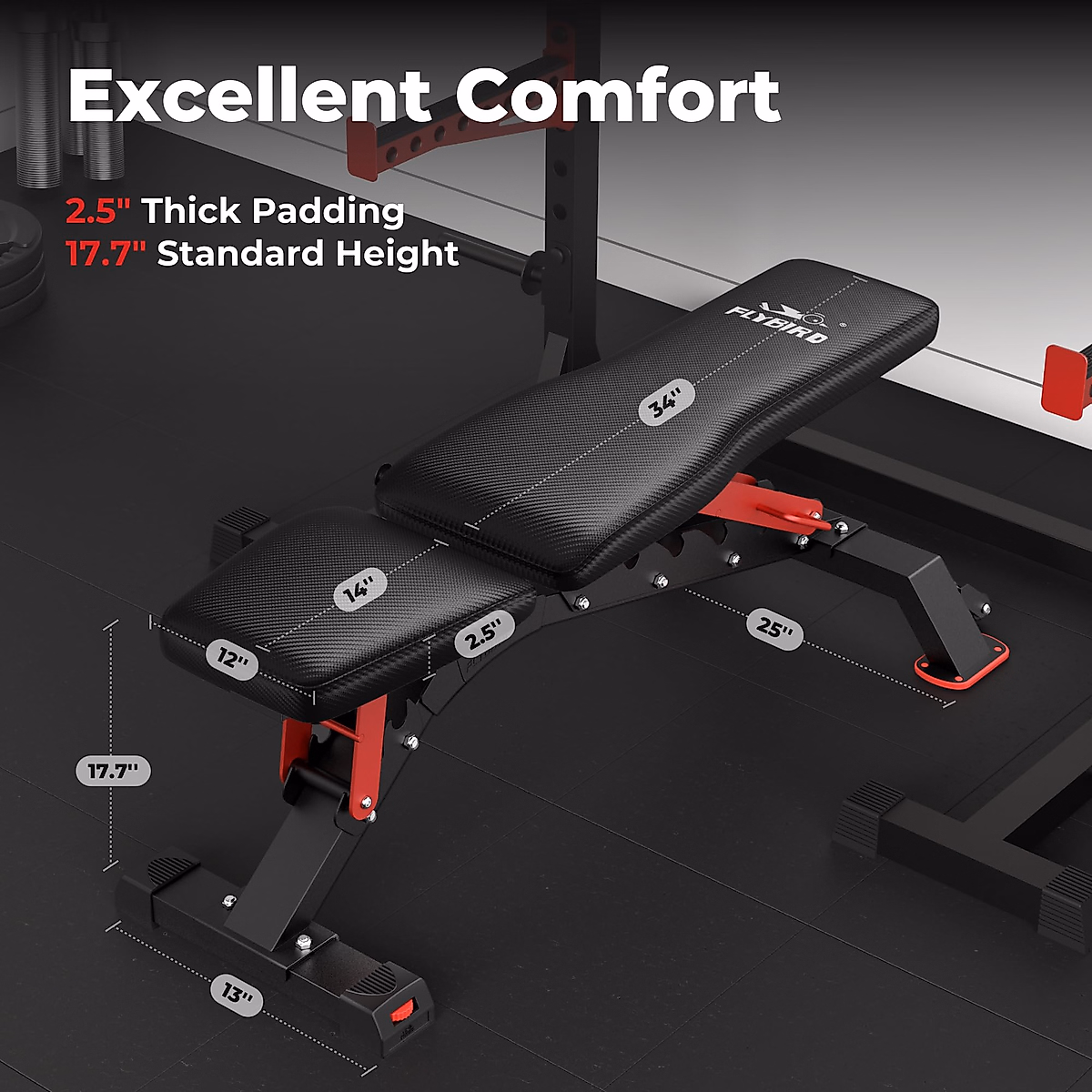 FLYBIRD Weight Bench, 1200LBS Weight Capacity Strength Training Bench Heavy-duty Adjustable Workout Bench