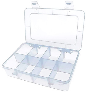 Xiaoyztan 8-Grid Snack Box Container with Removable Dividers Plastic Organizer Box for Candies Snacks Electronics Jewelry Small Parts (7.3in x 4.9in)
