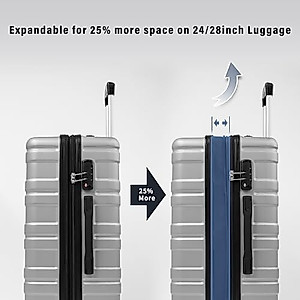 Merax Luggage Sets 3 Piece With Wheels Expandable Spinner Suitcase, Hard Luggage Set (Silver)