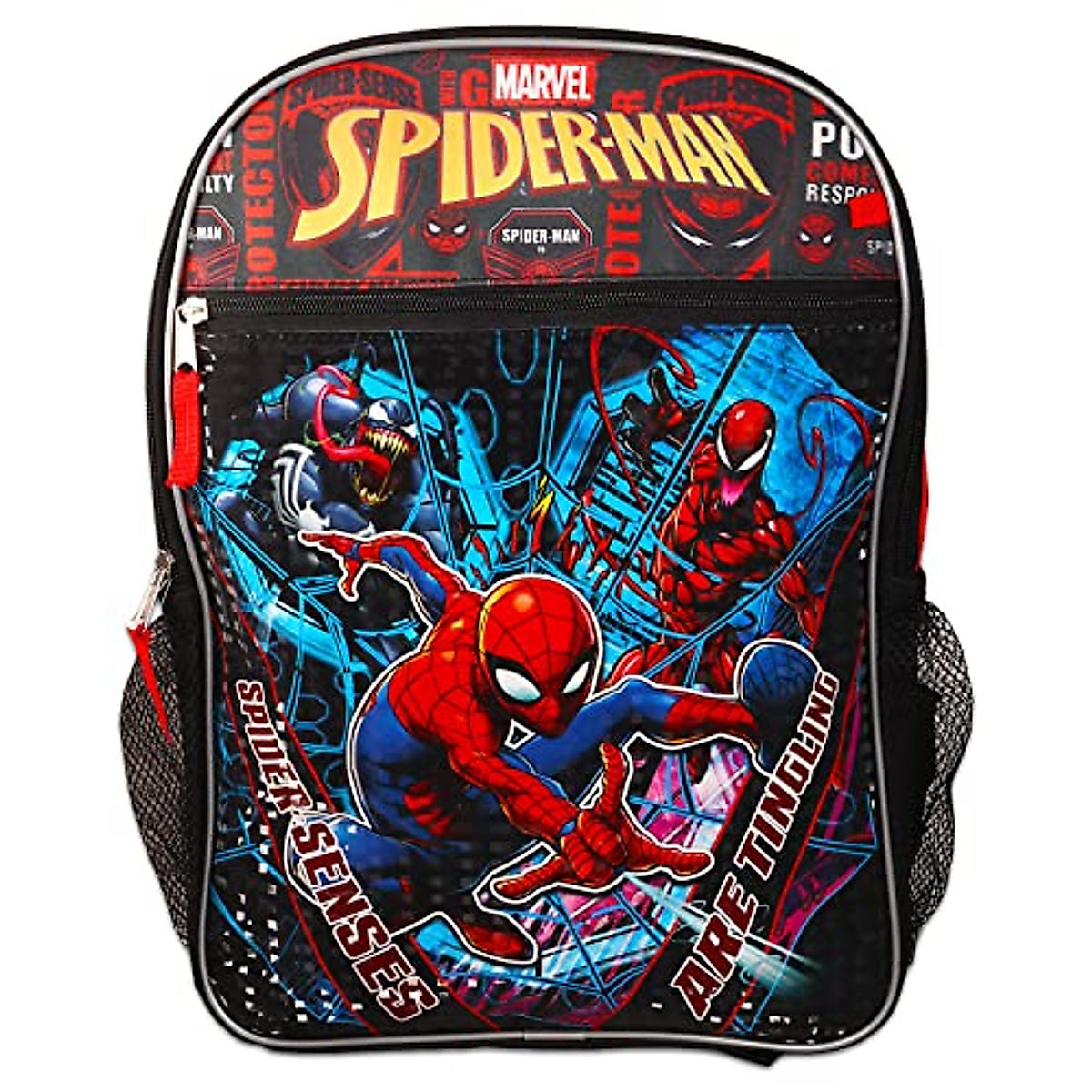 Marvel Studio Spiderman Backpack and Lunch Box Set - 16” Spiderman Backpack for Boys 8-12 Bundle with Spiderman Lunch Box for Boys 8-12, Water Bottle, More