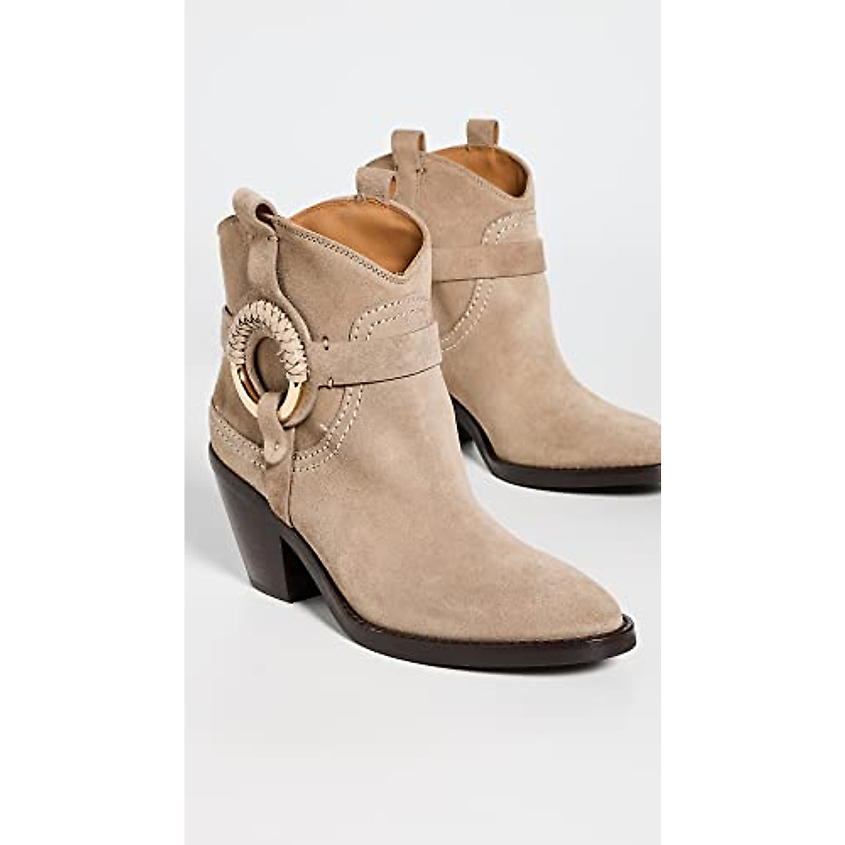 See by Chloe Women's Hana Booties, Dark Beige, Tan, 8 Medium US