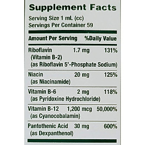 Nature's Bounty B Complex with B12 Sublingual Liquid Fast Acting Dietary Supplement, 2 Fl Oz