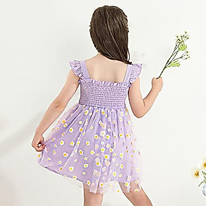 URMAGIC Toddler Girls Ruffle Sleeveless Dresses Daisy Solid A-line Summer Casual Party Sundress 12M-5Y