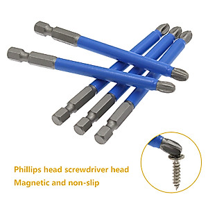 Biaungdo 10Pcs Magnetic PH3 Phillips Bits Set 3.5 inch Long Anti Slip #3 Bit (PH3 x 90MM)
