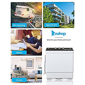 IMSEIGO Twin Tube Mini Washing Machine, Portable Laundry Washer with 26LBS Capacity, 18Lbs Washer and 8Lbs Spiner Built-in Drain Pump/Semi-Automatic for Apartments, RVs and Dorms (White & Grey)