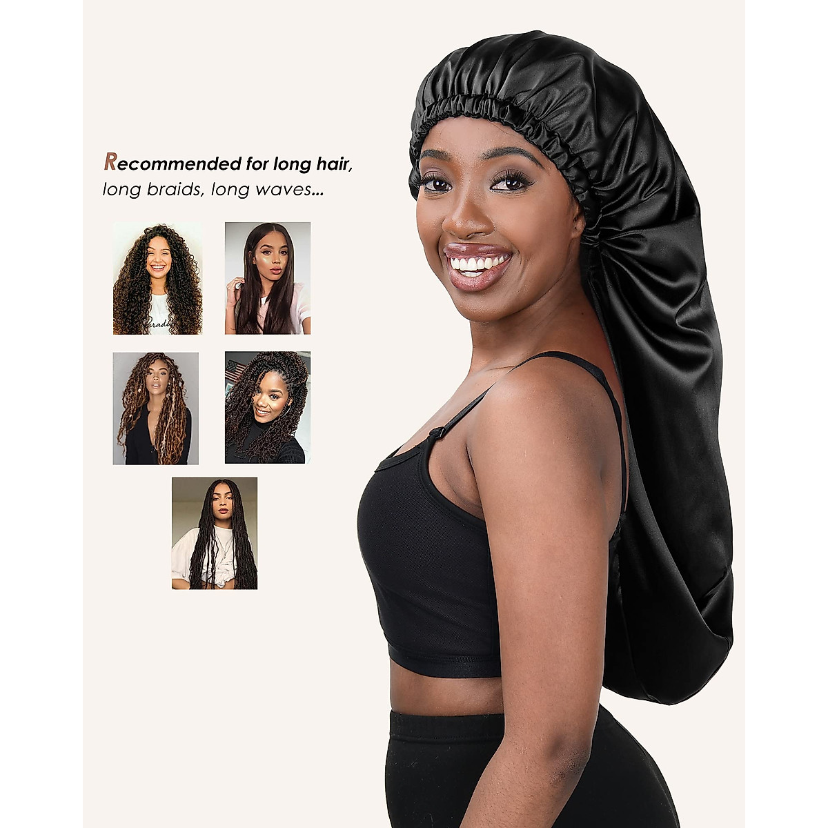 Long Bonnet Braid Bonnets for Sleeping Satin Bonnet Silk Bonnet Hair Braid Bonnet for Sleeping Bonnets for Black Women