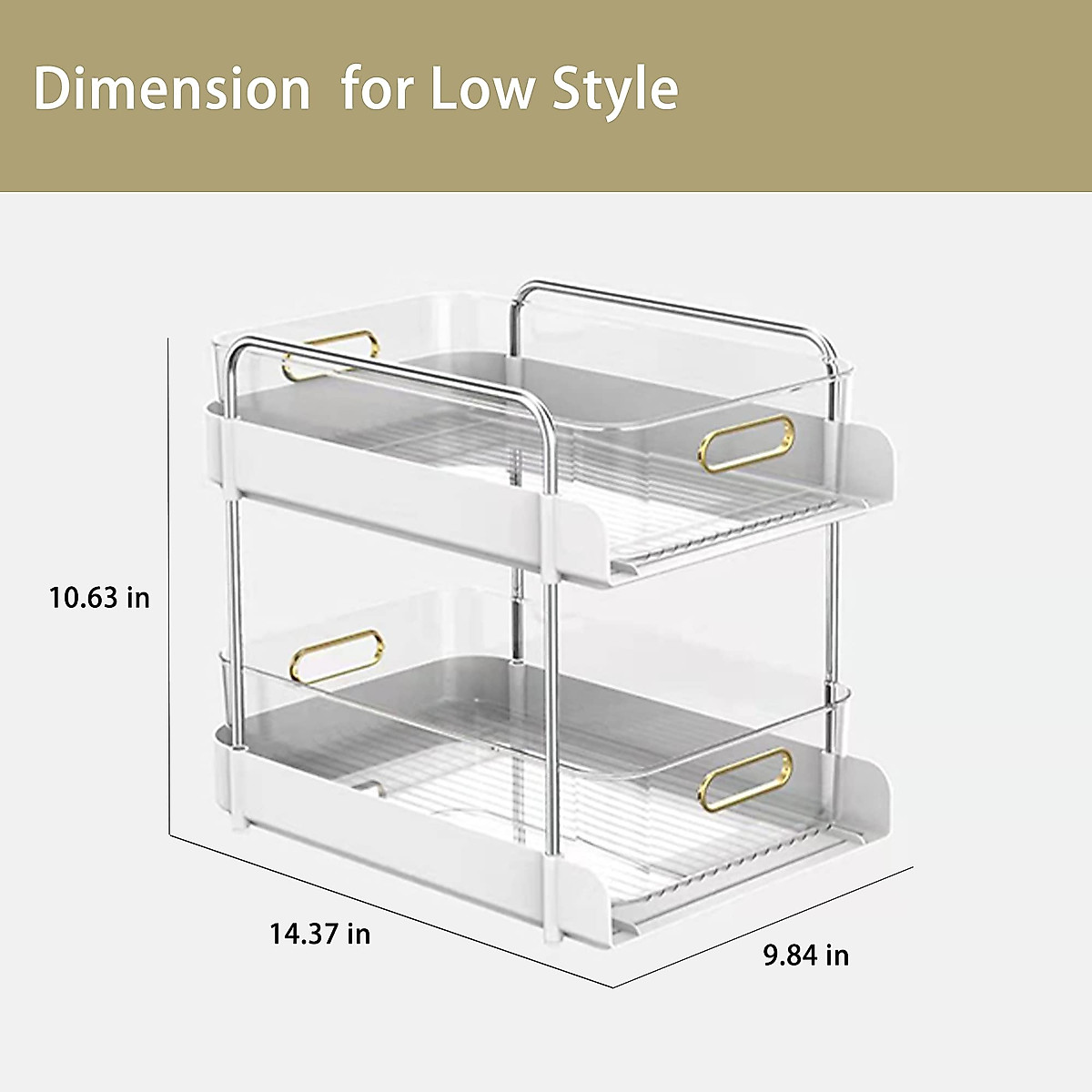 ILIKUHOME Under Sink Organizers and Storage, 2-Tier Clear Organizer with Sliding Drawers, Muti-purpose Pull Out Organizers for Bathroom, Kitchen, Pantry, Makeup, Office, Low Style