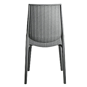 LeisureMod Kent Modern Outdoor Stackable Dining Chair Set of 4, Grey