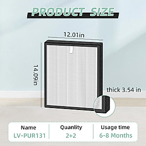 LV-PUR131 Replacement Filters Compatible with LEVOIT LV-PUR131 and LV-PUR131s Air Purifier, LV-PUR131-RF, 2 Pack True HEPA and Activated Carbon Filters