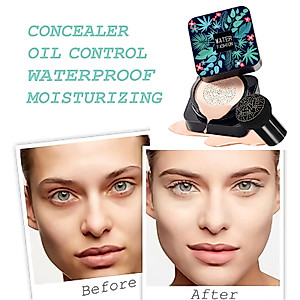 Sumeitang Mushroom Air Cushion CC Cream Liquid Foundation Makeup Lasting Moisturizing BB Cream Concealer Cushion Even Skin Tone Makeup Base Primer Easy to Apply for Dry Skin(Natural)