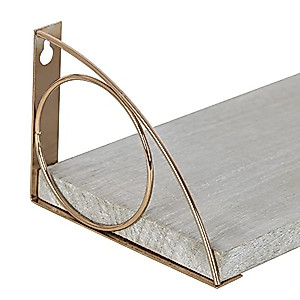 NEX Floating Shelves Wall Mounted Set of 3, Rustic Wood Wall Shelves with Gold Frame for Wall Décor, Bedroom, Bathroom, Living Room, Kitchen.