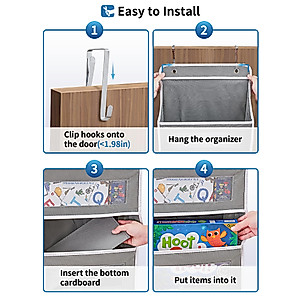 JARLINK Over The Door Organizer Storage, 5 Shelf Hanging Door Organizer with 5 Large Capacity Pockets, Anti Tilt 44 lb Load Behind Door Organizer for Bedroom, Bathroom, Pantry, Nursery, (Grey)