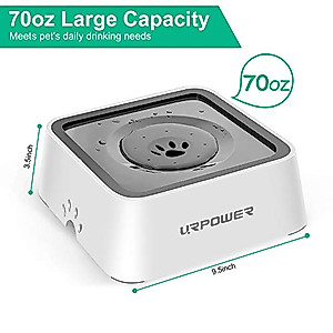 URPOWER 2L Water Bowl, 70oz Large Capacity No Spill Dog Bowl with Eco-Friendly Material, Slow Water Feeder / Dispenser Vehicle Carried Travel for Cats & Pets