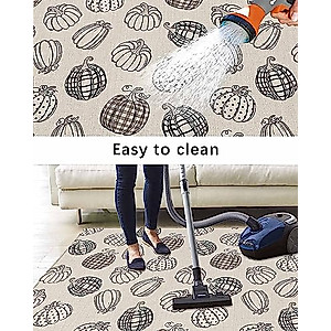 Thanksgiving Fall Outdoor Rug for Patio/Deck/Porch, Non-Slip Large Area Rug 6 x 9 Ft, Autumn Pumpkin Rustic Burlap Indoor Outdoor Rugs Washable Area Rugs, Reversible Camping Rug Carpet Runner