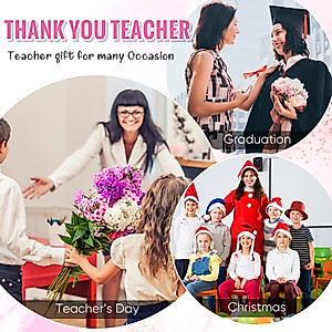 Amylove 10 Pcs Teacher Gift Bags Set Teacher Graduation Appreciation Gifts for Women Christmas Gift 5 Teacher Rainbow Canvas Totes Bag 5 Teacher Makeup Cosmetic Bags